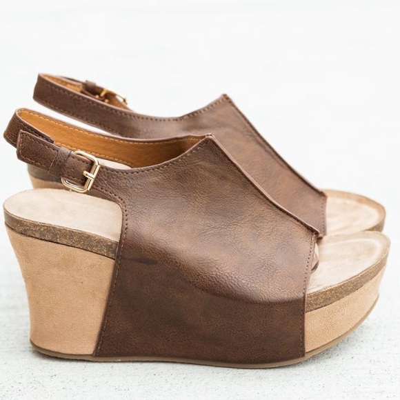 Shoes | Brown Platform Wedge Sandal | Poshmark